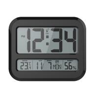 China Radio Controlled Digital Wall Clock with Indoor Temperature Humidity 22.6x18.8cm for sale