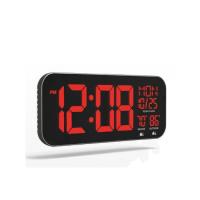 China Square LED Digital Wall Clock with Indoor Outdoor Temperature Display 3 Level Brightness for sale