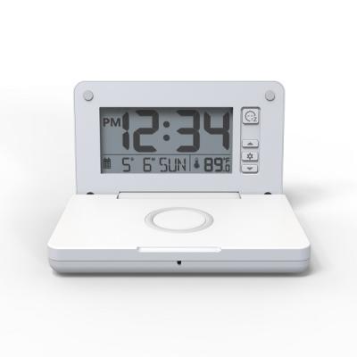 China Qi Wireless Charger Alarm Clock with Temperature Display 141x91mm 10W Fast Charging for sale