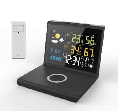 China YT80102-2 Wireless Charger Weather Station with 10W Fast Charging, 133x113x129mm Display and Temperature Monitoring for sale