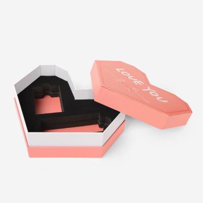 China Custom Recyclable Biodegradable Luxury Gift Paper Box Cardboard Bridesmaid Heart Shaped Pink Flower Sponge Personalized Logo for sale