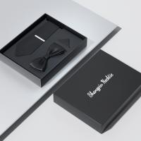 China Outlet Paper Bow Tie Necktie Pin Gift Set Box Package Wholesale Logo Tie Gift Set Men Bow Paper Packaging Box for Tie for sale