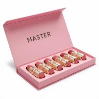 China Luxury Cosmetic Gift Box Embossed Gold Stamping Small Business Magnetic Packing Rectangle Lipstick Set Lip Recycled Materials for sale
