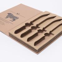 China High-End Custom Logo Printed Recycle Kraft Paper Corrugated Cardboard Knife Box Sponge Liner Kitchen Knife Packaging Box for sale