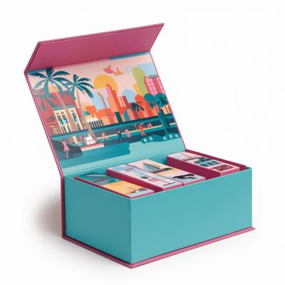 China Custom Luxury Pink Hard Coated Paper Magnet Boxes Recycled Cosmetic Gift Packaging Embossed Logo High-End Sponge Eye Cream for sale