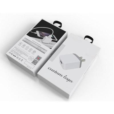 China Custom Logo Cardboard Phone Accessories Data Cable Packing Box Mobile Charger Packaging Box Charging Cable Box With Hanger for sale