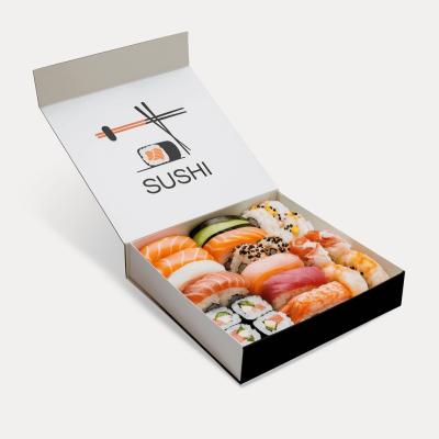 China Customizable High-End Sushi Magnetic Rigid Cardboard Packaging Box Food Grade Recyclable Sponge Specialized for Gift Paper Logo for sale