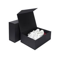 China Custom Logo Folding Gift Box Magnetic Closure Black Flap Ribbon Embossed Waterproof for Packaging Shoe for Cardboard Paper for sale
