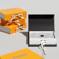 China Custom Logo Folding Gift Box Magnetic Closure Black Flap Ribbon Embossed Waterproof for Packaging Shoe for Cardboard Paper for sale