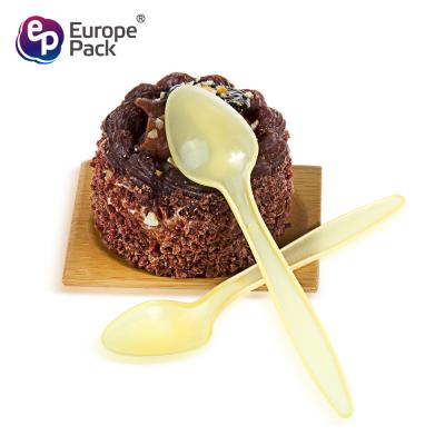 China Top amazon seller 2019 disposable plastic yellow cheap spoon for cake for sale