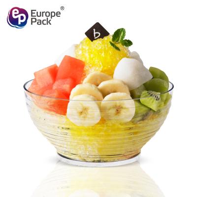 China Food grade high quality 90ml stripe design clear coconut bowl for sale