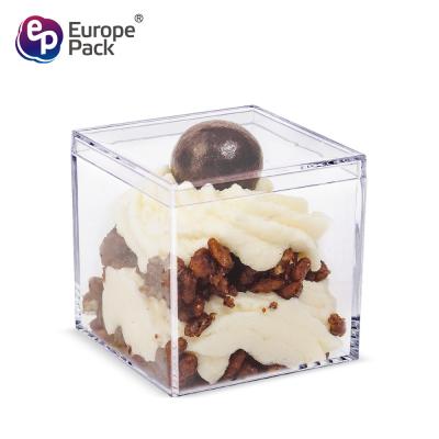 China Europe-Pack direct sell disposable 130ml square cups with lid for dessert for sale