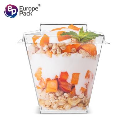 China Party supplies dessert square food grade hard plastic cups with lid for sale