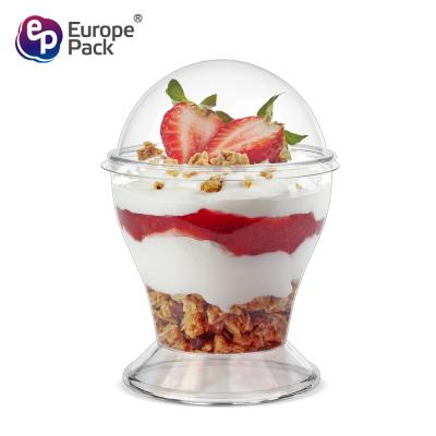 China 150ml disposable clear plastic cups with dome lids for cold beverage for sale