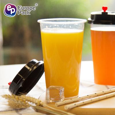 China Manufacturer wholesale food grade disposable custom logo printed clear plastic boba tea cup for sale