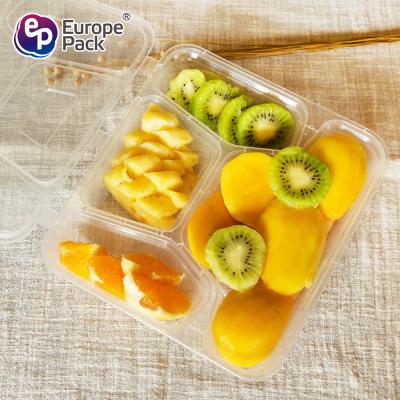 China 4 Compartment restaurant food containers disposable plastic take away bento box for fast food meal sushi for sale