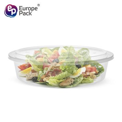 China 2000ml Heat resistant plastic round transparent disposable PP plastic salad bowl with lid for sale