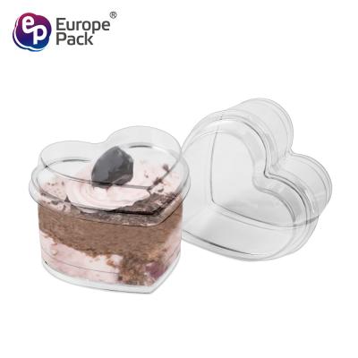China Food grade clear candy chocolates clear plastic heart shaped dessert container with lid for sale
