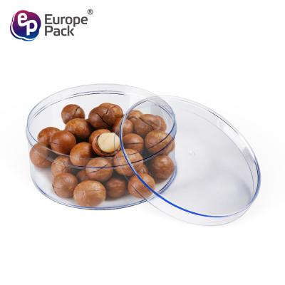 China Food Packaging Boxes Hard Plastic Cracker Dessert Chocolate Candy Transparent Dessert Round Contain for sale