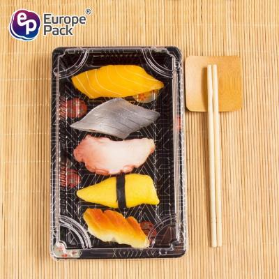 China Best selling one time ps plastic square plate sushi tray with lid for sale