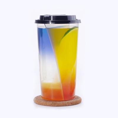 China 750ml Double Cup Transparent PP Milkshake Cup Disposable Plastic Split Twins Cup With Lid for sale