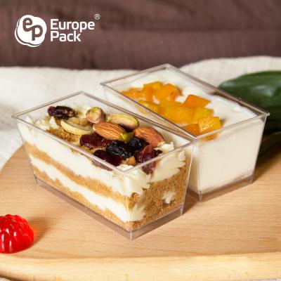 China Hard plastic mousse cup tiramisu dessert pudding packaging box with lid for sale