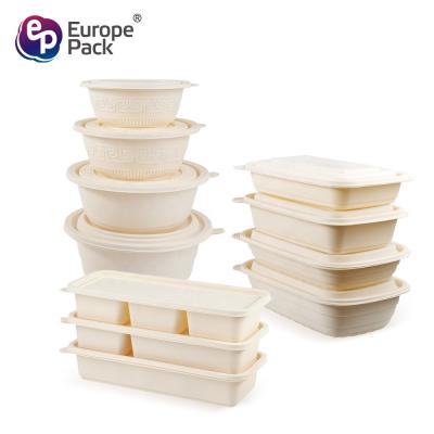China Wholesale Takeaway Bio Degradable Cornstarch takeout round square Packaging Food Container for sale