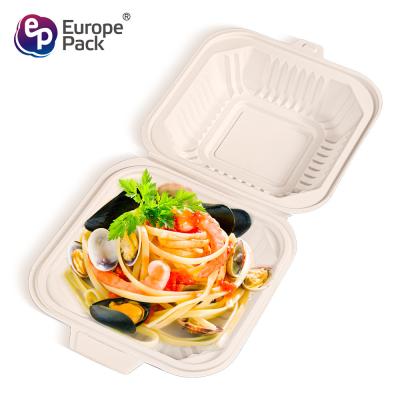 China Food grade eco friendly disposable biodegradable 550ml cornstarch plastic hamburger boxes for sale