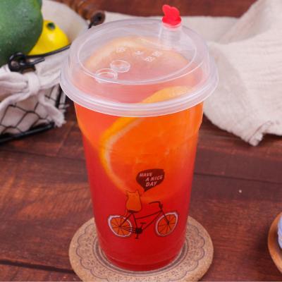 China 450ml PP clear coffee juice water boba tea plastic cups with lids for sale