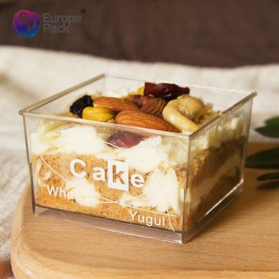 China Popular disposable ps 140ml square acrylic dessert cups clear plastic for sale