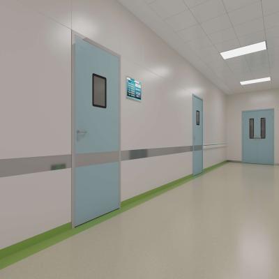 China Custom Single Leaf Steel Cleanroom Swing Door with 5mm Tempered Glass Window for 50mm+ Walls for sale