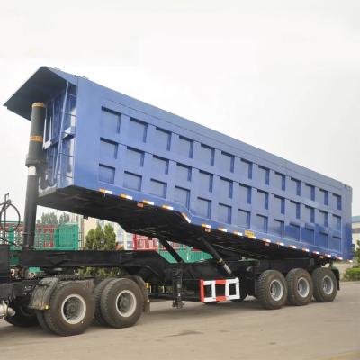 China Customizable Steel 35 40 M3 Stone Transport Tipper Trailer Rear Tilting Semi-Trailer for sale
