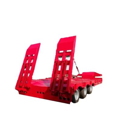 China Semi-Trailer 50 Ton 30 Ton 60ton Lowbed Truck 3axle Gooseneck Low Bed Trailer with 3- for sale