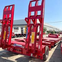 China Flatbed 100 Ton 3 Axle 4 Axles Low Boy Semi Trailer for Heavy Duty Equipment Transport for sale