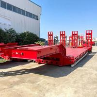 China Flatbed 100 Ton 3 Axle 4 Axles Low Boy Semi Trailer for Heavy Duty Equipment Transport for sale