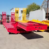 China Flatbed 100 Ton 3 Axle 4 Axles Low Boy Semi Trailer for Heavy Duty Equipment Transport for sale