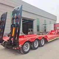 China 80 Tons Lowbed Trailer Low Bed Semi Trailer with Tire 12r22.5 and Heavy Duty Grade for sale