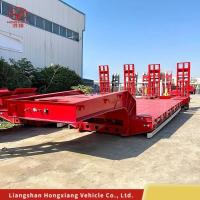 China 13500X3000X1550 mm 13t Axle Lowbed Trailer Tri-Axle Low Bed Semi Trailer for and Transport for sale