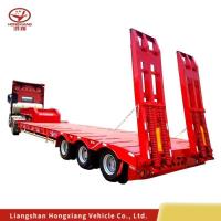 China 13500X3000X1550 mm 13t Axle Lowbed Trailer Tri-Axle Low Bed Semi Trailer for and Transport for sale