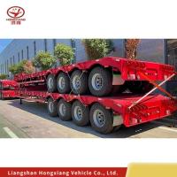 China 13500X3000X1550 mm 13t Axle Lowbed Trailer Tri-Axle Low Bed Semi Trailer for and Transport for sale