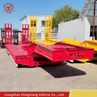 China Low Bed Truck Trailer 60t Semi Trailer 3 Axles 4 Axles for Heavy Duty Transportation for sale