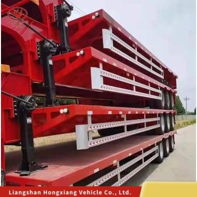 China Manual Landing Leg 3 Axles 40 FT 50 Tons Flatbed Semi-Trailer for Container Transport for sale
