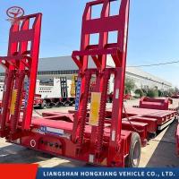 China Steel 13m 60ton Hydraulic Lowboy Low Bed Truck Trailer for Heavy Duty Cargo Transport for sale