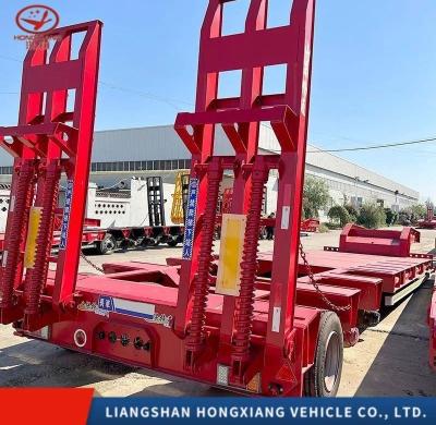 China Landing Leg Two Speed Heavy Duty Excavator Transport Low Loader Bed Semi Truck Trailer for sale