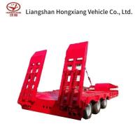 China Flatbed Truck Low Bed Semi Trailer 13500X3000X1550 mm 40ton 3axle for sale