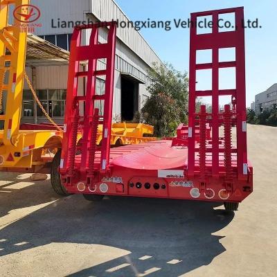 China 40FT Low Bed Trailer Dimensions 35 Ton Semi Truck Trailer with Two Speed Landing Leg for sale
