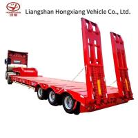 China 40FT Low Bed Trailer Dimensions 35 Ton Semi Truck Trailer with Two Speed Landing Leg for sale