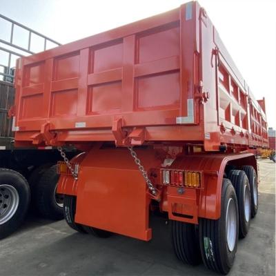 China Dump Semi Trailer with Steel Suspension System Rectangle Shaped End Rear Tipper for sale