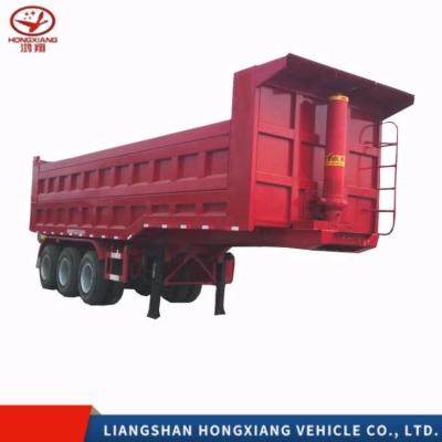 China 4axle Hydraulic Rectangle Shape End Rear Dump Semi Truck Trailer with 500mm Main Beam for sale
