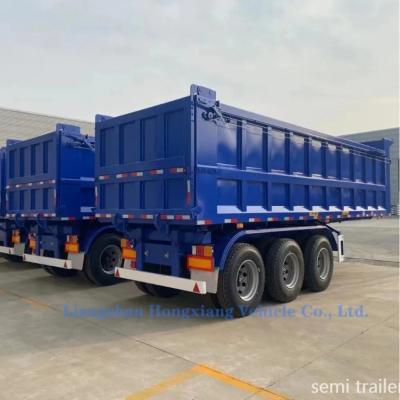 China Customized White Color Shot Blast 3 Axles Rear Dump Semi Trailer for Stones and Sands for sale